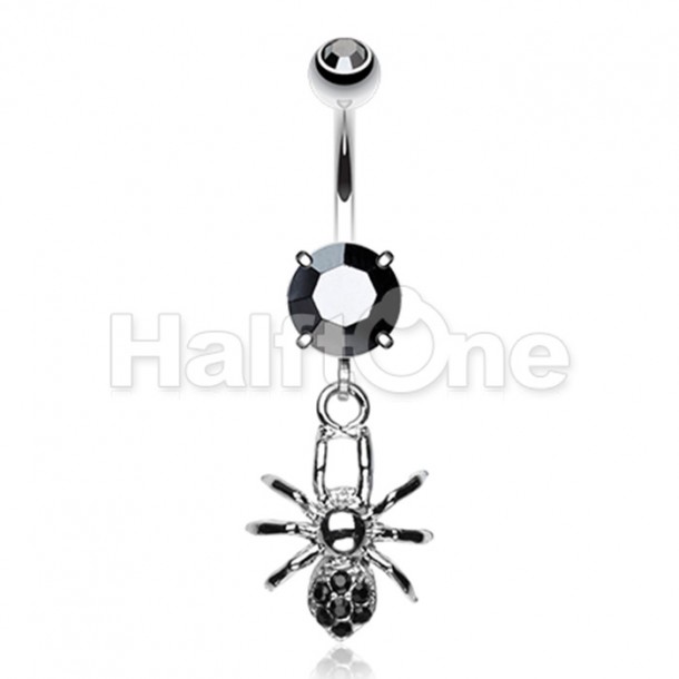 Gothic Spider Dangle Belly Button Ring