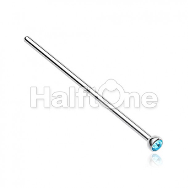 Long Press Fit Gem Top Steel Fishtail Piercing Nose Stud Ring