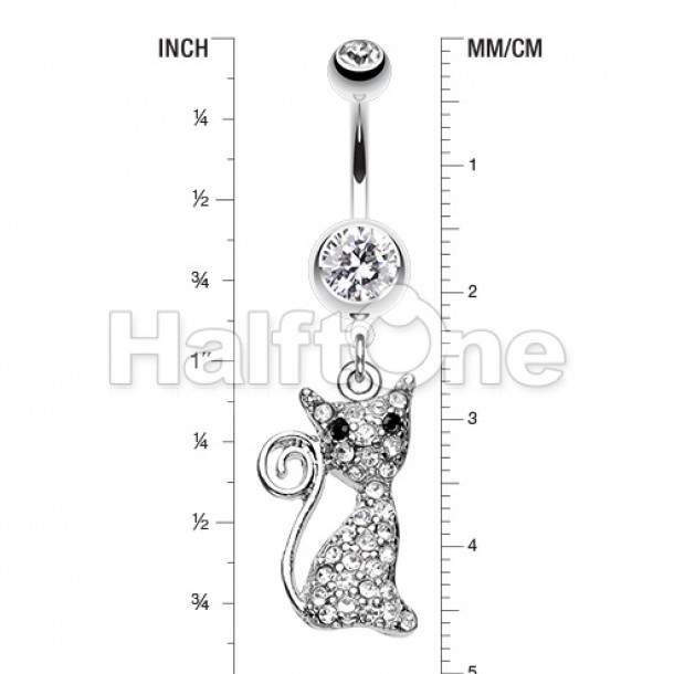 Glistening Kitty Cat Belly Button Ring